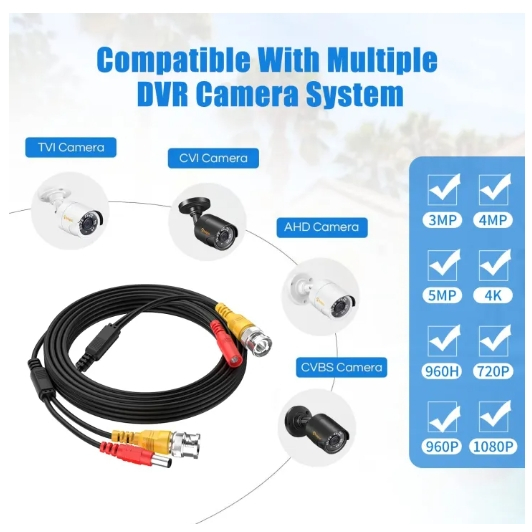 40 meter cctv premade Siamese BNC Video + Dc Connector Power Cable wire ...