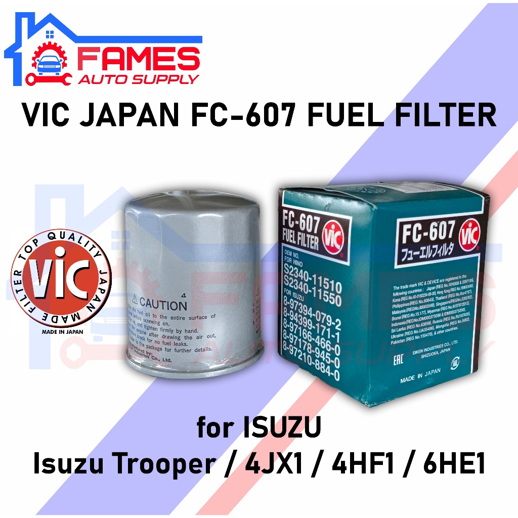 Vic Fuel Filter FC-607 Isuzu Trooper 4JX1/4HF1/6HE1 (FC607) | Shopee ...