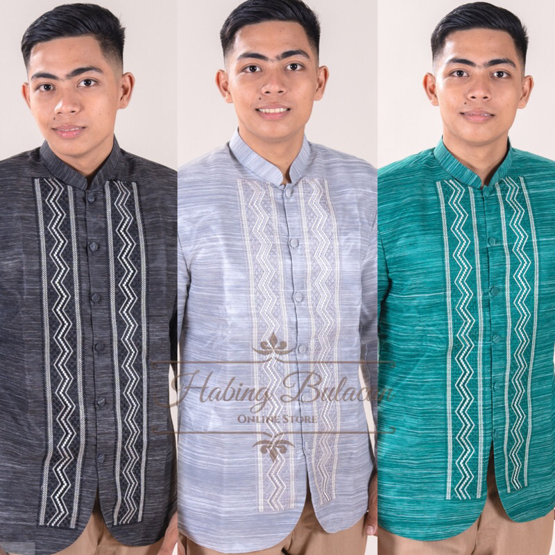 Coat Barong Zigzag Design ( Black / Green / Gray ) | Shopee Philippines