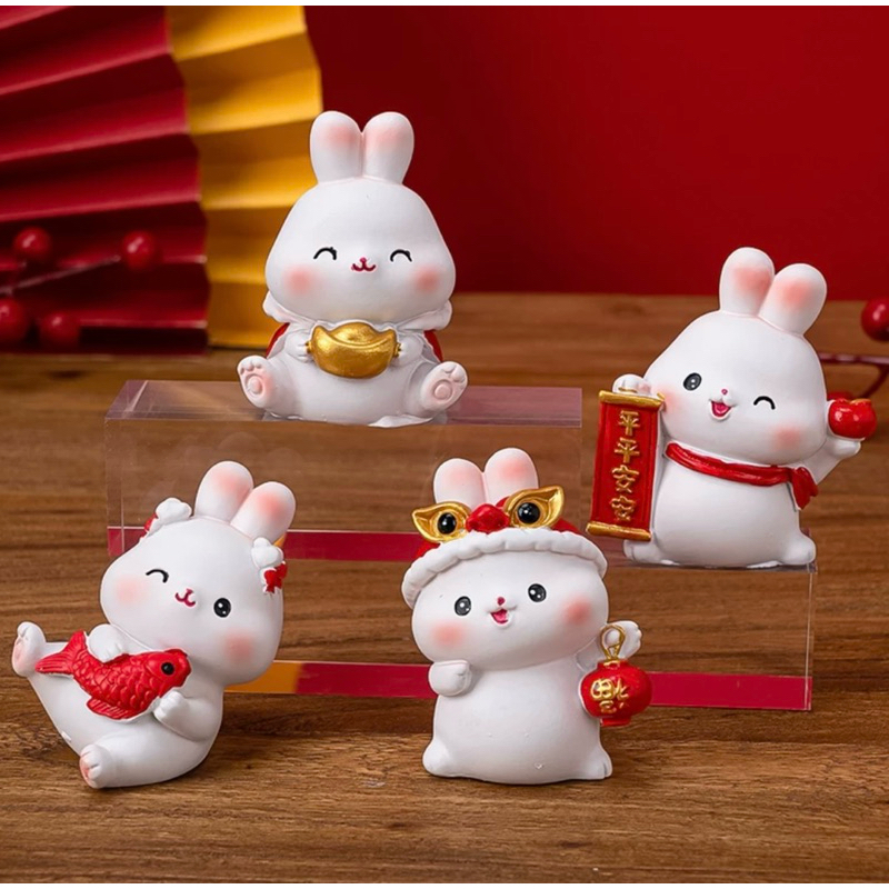 4 kinds of blessing good luck bunnies rabbit cake topper (1 pc ...