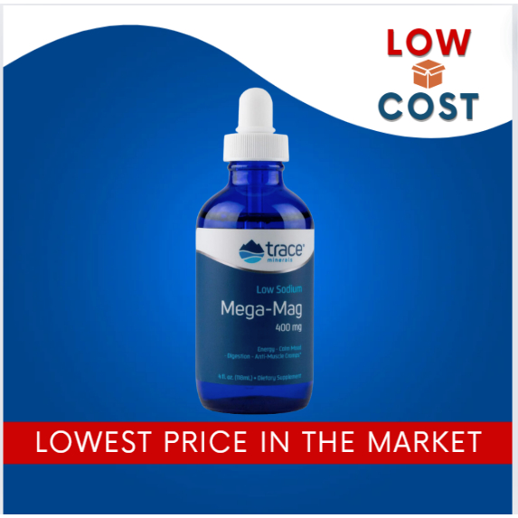 LowCostPH| Trace Minerals ®, Low Sodium Mega-Mag, 400 mg, 4 fl oz (118 ...