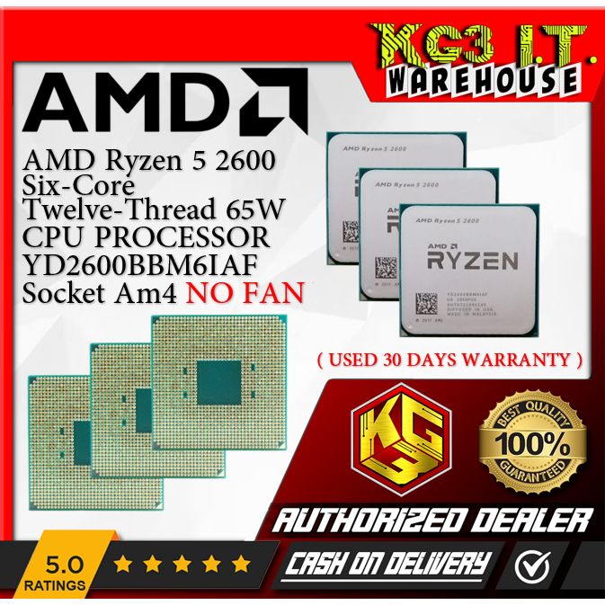 AMD Ryzen 5 2600 R5 2600 3.4 GHz Six-Core Twelve-Thread CPU Processor Socket AM4 ( USED ...