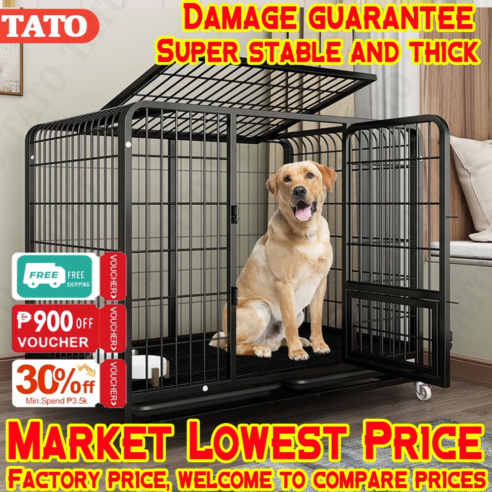 Large Dog Cage Square Tube Dog Cage Stainless Large Space Portable ...