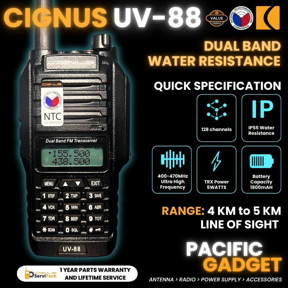 Cignus UV-88 Water Resistant Dualband Two Way Radio | Shopee Philippines