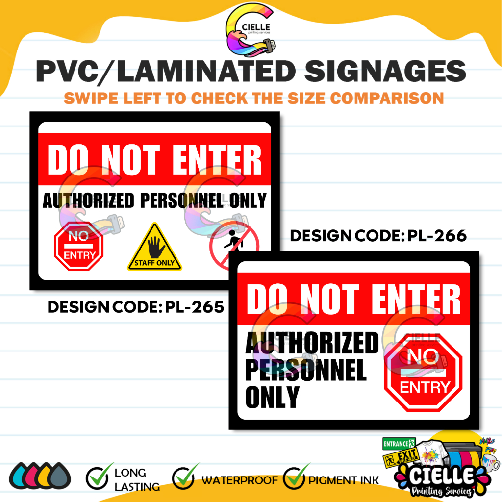 PVC/LAMINATED/STICKER SIGNAGES (PL-265&PL-266) - DO NOT ENTER ...