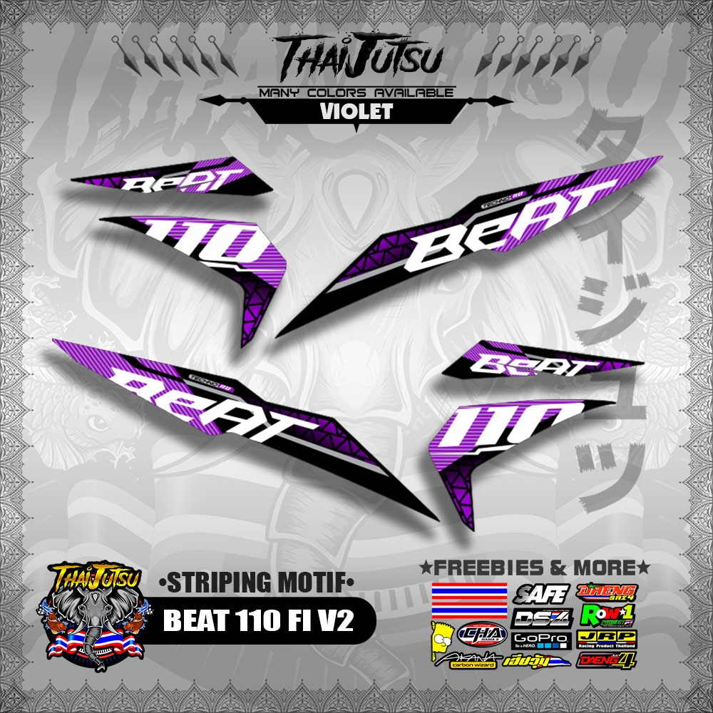BEAT 110 FI V2 DECALS ( STRIPING MOTIF ) [ PREMIUM GLOSSY LAMINATED ...