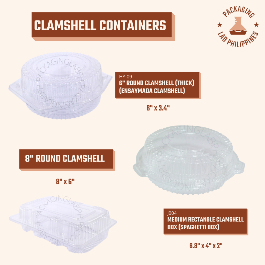 [10pcs] Round Ensaymada Clamshell / Rectangle Spaghetti Clamshell ...