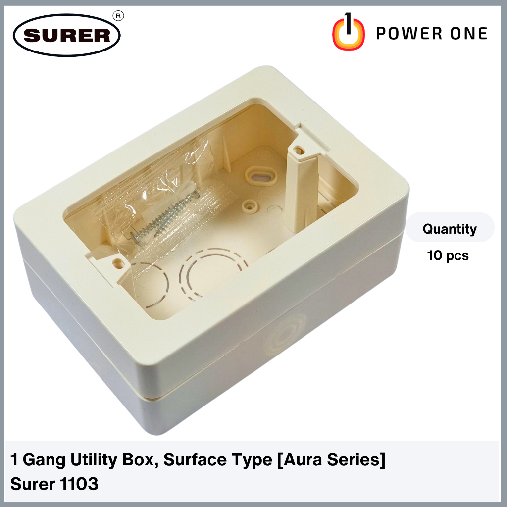 Surer 1103 1-Gang Standard Junction Utility Box, Surface Mount (Box of ...