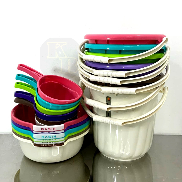 UNIK Colorful Shower 3in1 Set / Set of Plastic Pail and Dipper (Choose ...