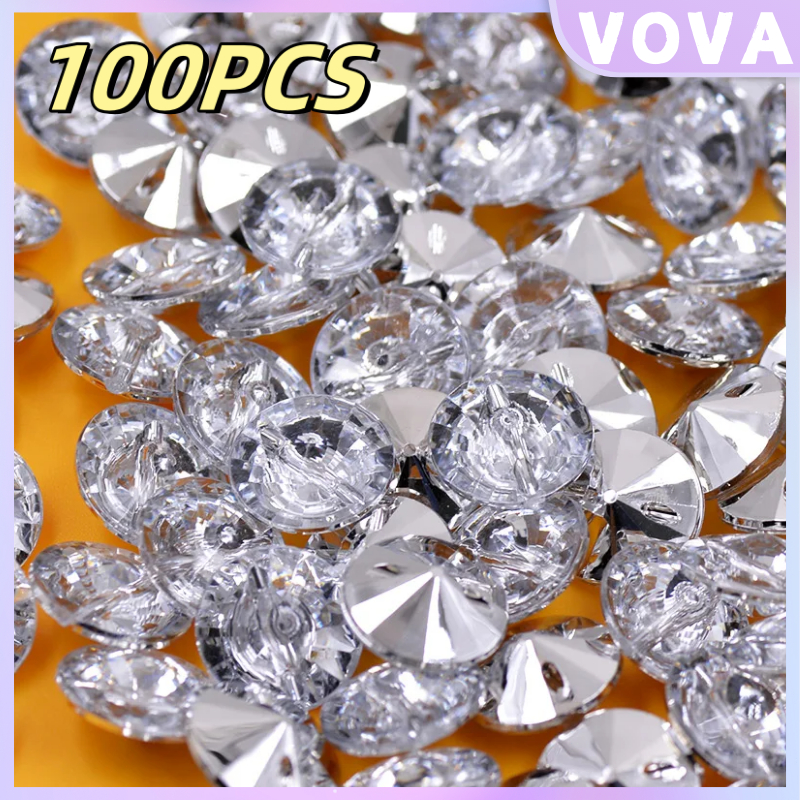 100pcs Crystal Diamond Button Acrylic Craft Buttons Sofa Cushion Home ...