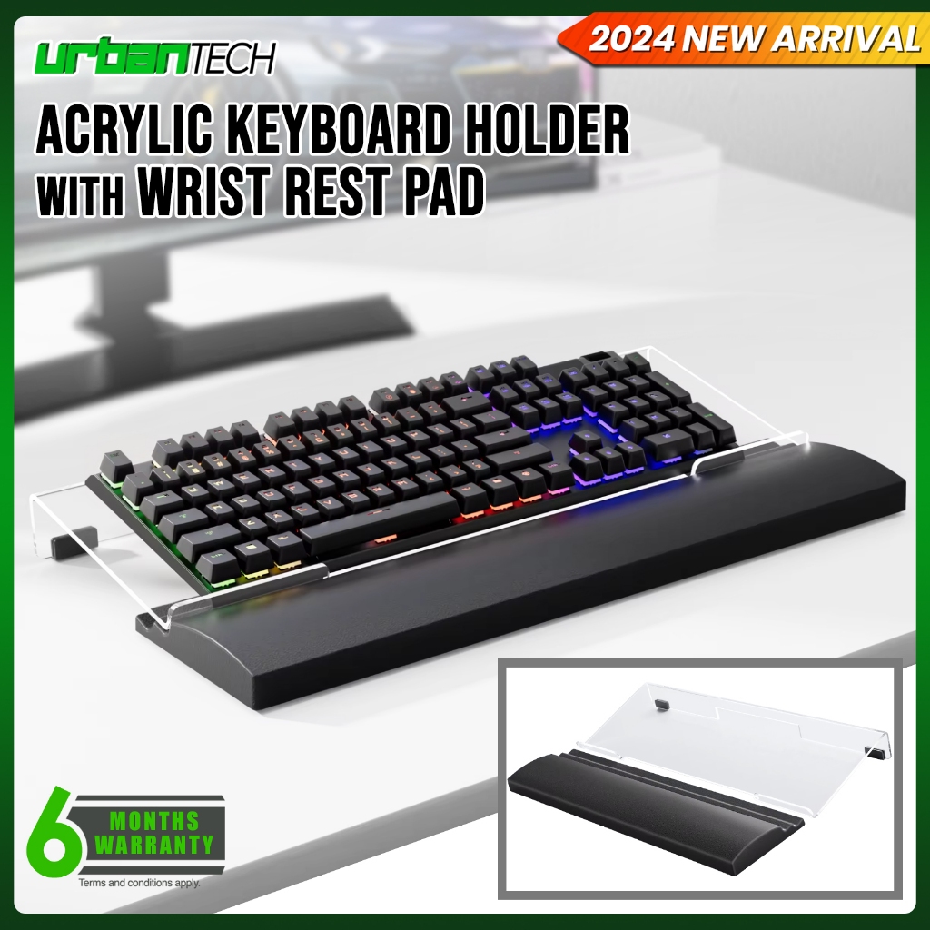 UPERGO Ergonomic Acrylic Keyboard Holder with Large Wrist Rest Pad ...