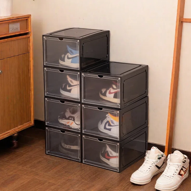 Stackable Shoe Box Organizer - Durable Plastic, Various Colors ...