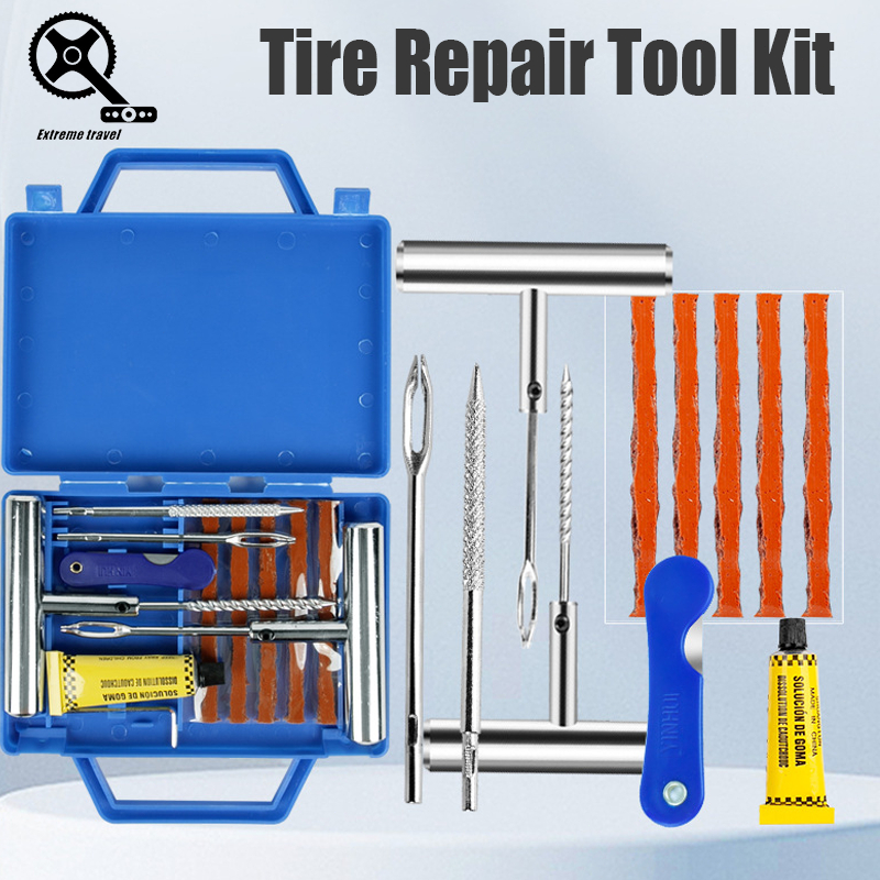 4/12pcs Tubeless Tire Repair Tools Kit With Carrying Case Portable Tire Repair Kits Multipurpose ...
