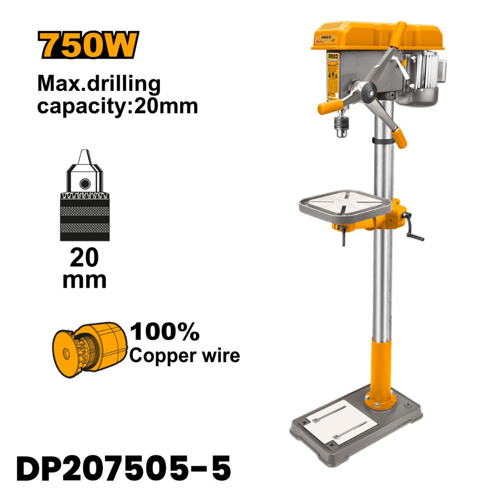 Ingco 750W Drill Press 20mm Stand Table Drilling Machine Adjustable ...