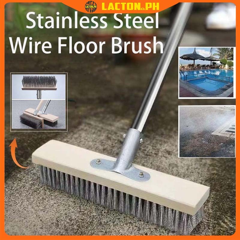 Floor Scrub Wire Brush heavy duty metal Stainless Steel Brush with long ...