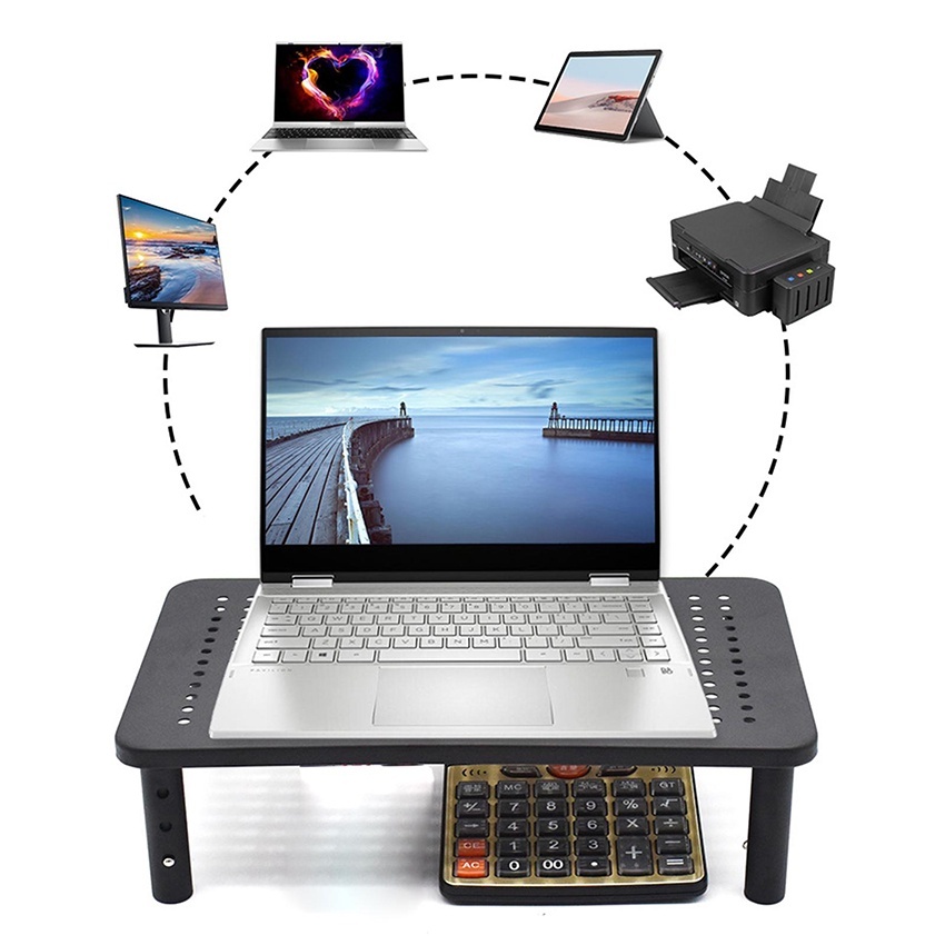 3 Height Display Overhead Laptop Stand Monitor Stand Riser Black ...