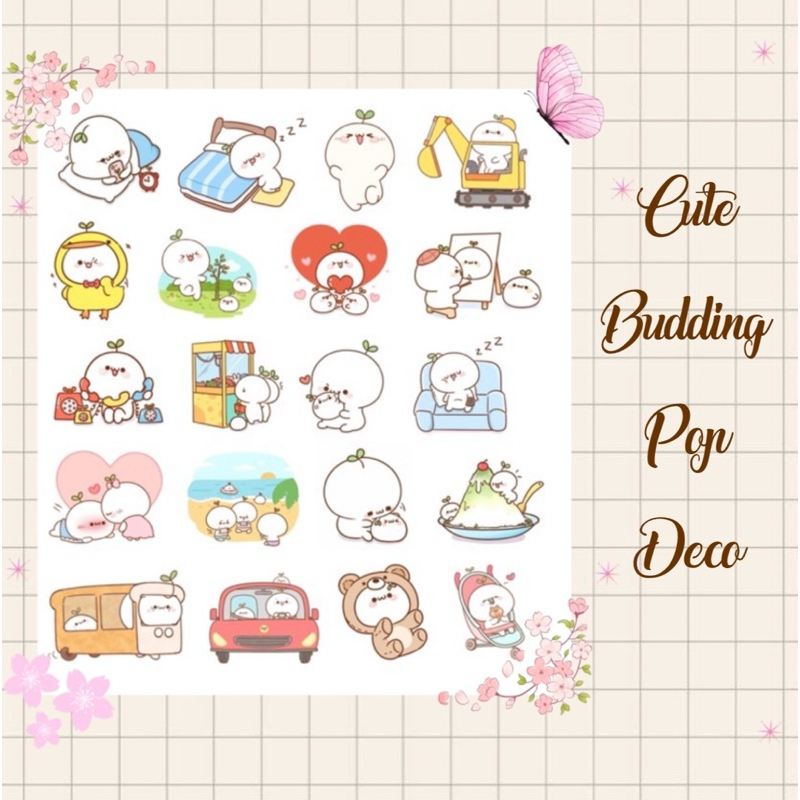 Cute Budding Pop Decorative Sticker Pack Die-cut | Shopee Philippines