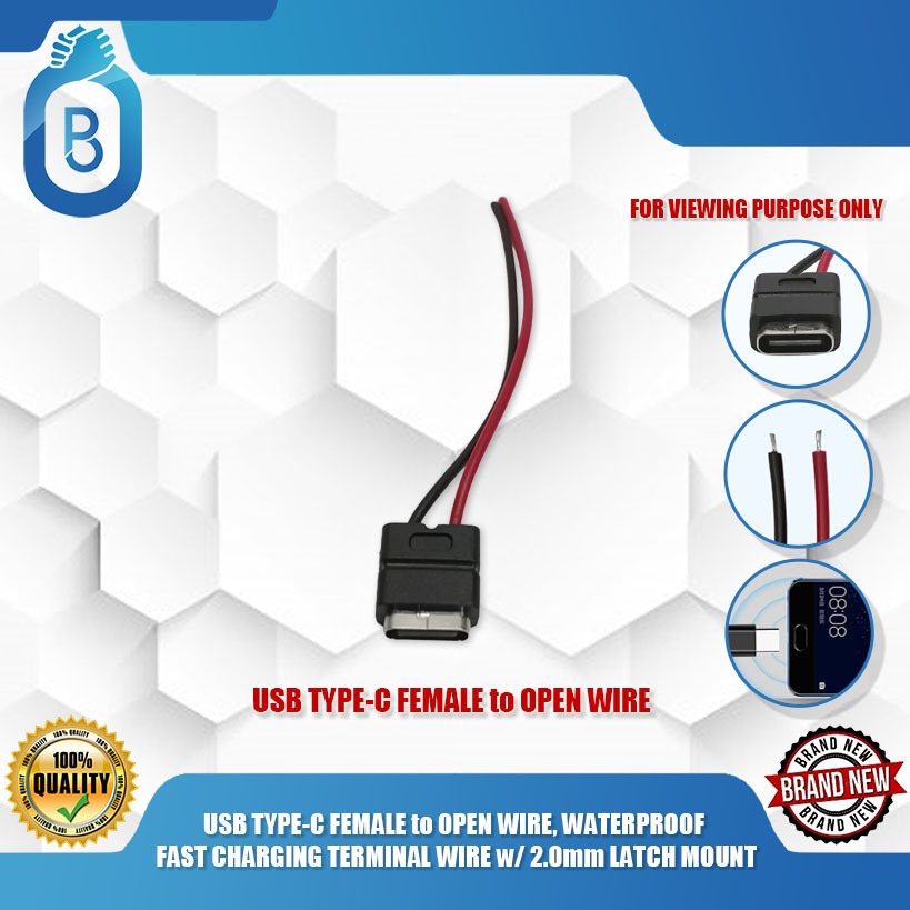 USB TYPE-C FEMALE to OPEN WIRE, WATERPROOF FAST CHARGING TERMINAL WIRE ...