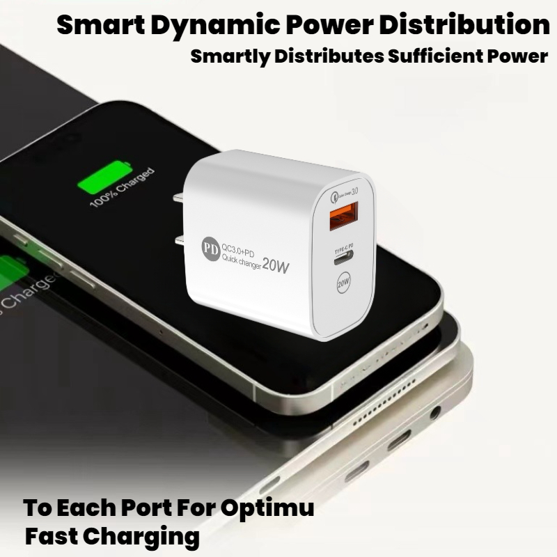 Original 20W Fast Charger USB Port+PD QC3.0 Port Cable Dual Port Type C ...