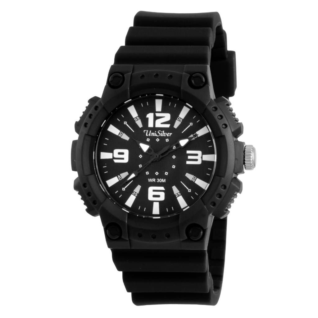 UniSilver TIME Women's / Kids size Black / White Analog rubber watch ...