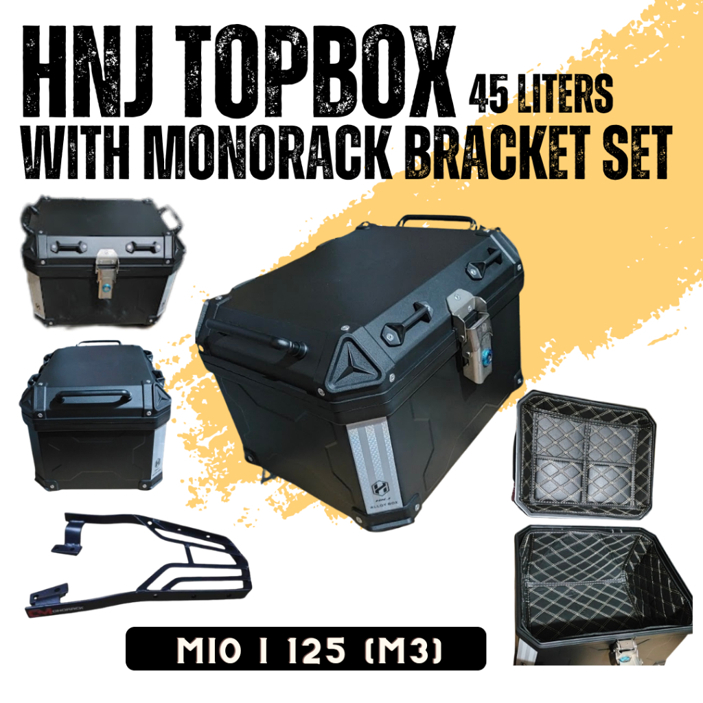 MIO I 125 (M3) HARD PLASTIC TOPBOX SET 45LITERS WITH MONORACK | Shopee ...