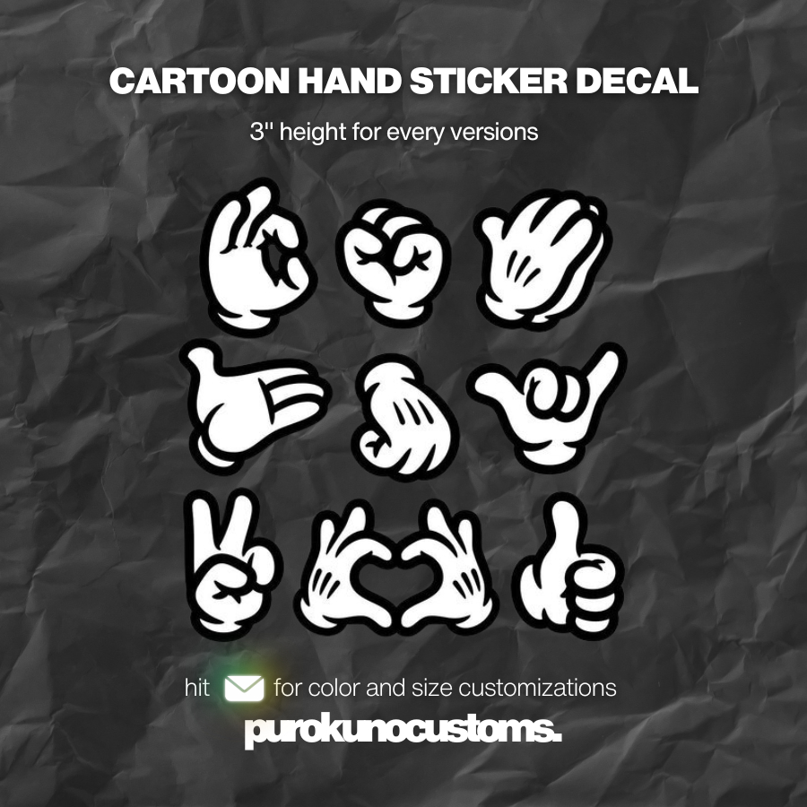 CARTOON HAND SIGN Cutout Sticker Decal for Motorcycle, Car, and Bike ...