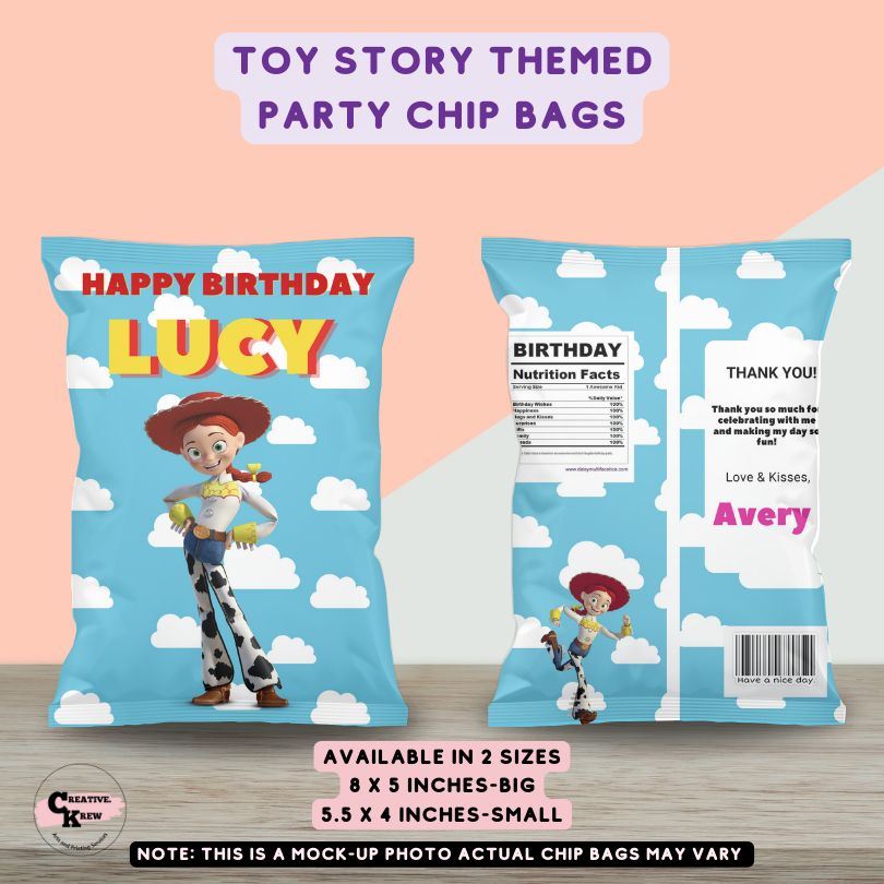 TOY STORY|MONSTER INC/CARS DISNEY Chip Bags Party Loot Bag Personalize ...