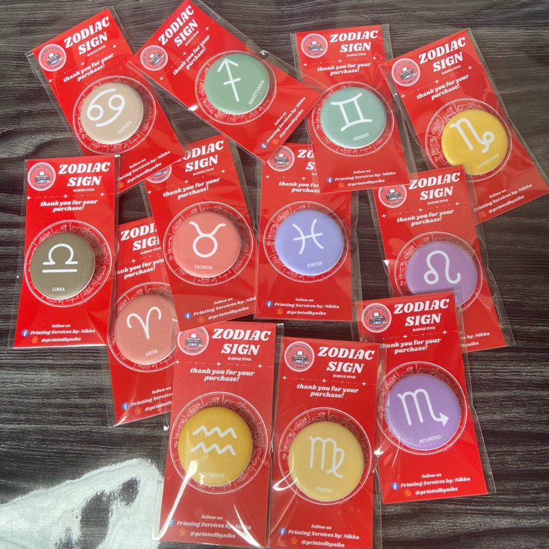 Zodiac Sign Badge Pins ver. 01 | printedbyniks | Shopee Philippines