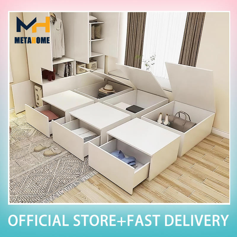 Tatami floor Drawer Cube Platform Small bed box Single bed storage ...