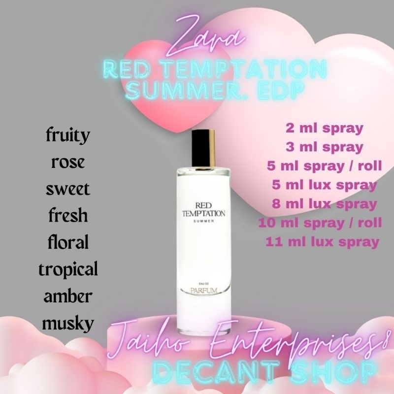 Authentic Perfume Zara Red Temptation Summer EDP 2-11ml | Shopee Philippines