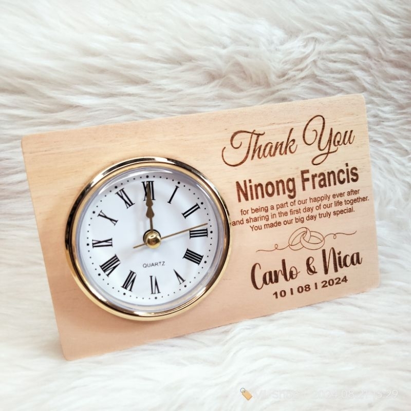 Personalized Wooden Desk Clock-Free engraved-Wedding souvenir-Clock ...