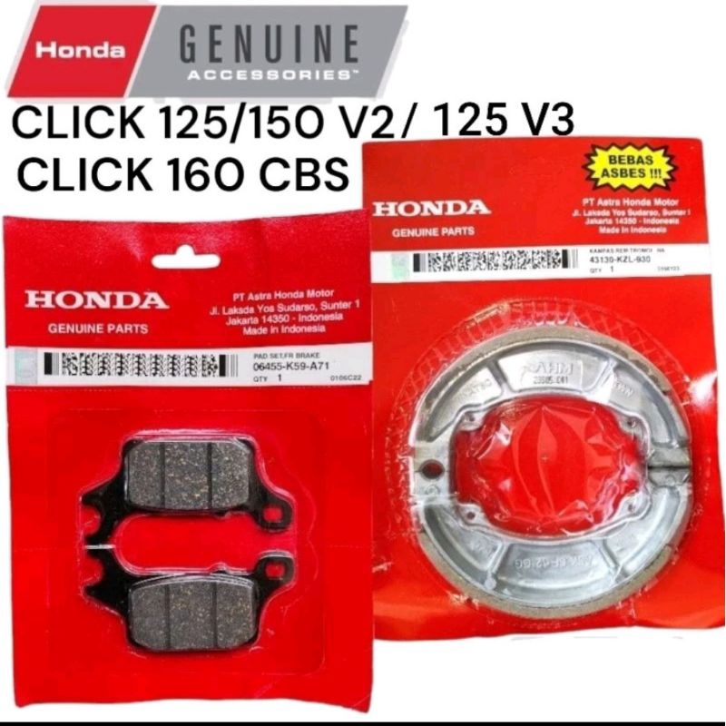 Honda Click Brake Pad brake shoe Kit Set Front and Rear Genuine Parts ...