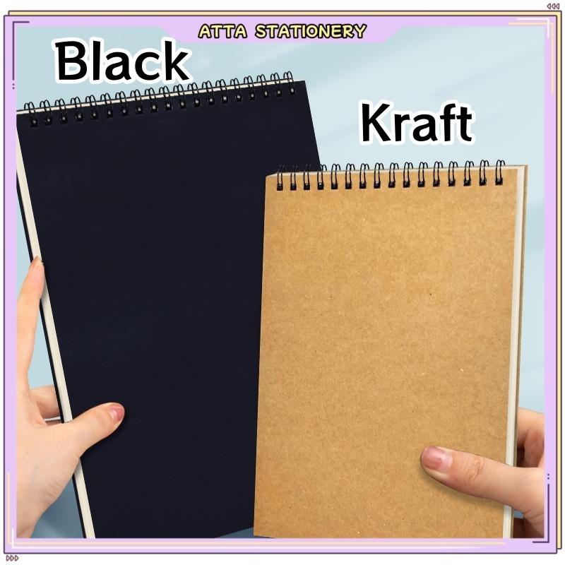 Portable Vertical Spring Notebook 80Sheets Thick Kraft Paper Notepad ...