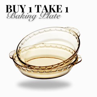 LOCAUPIN BUY 1 TAKE 1 Vintage Glass Baking Plate with Handle ...