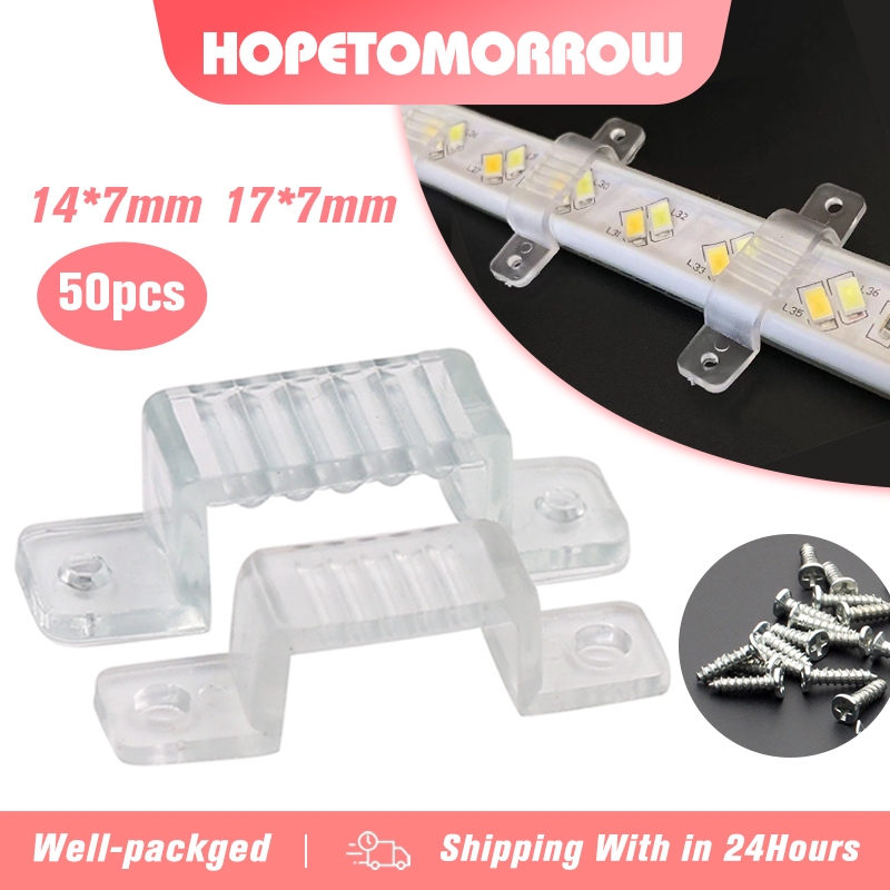 50pc LED Strip Mounting Clips Silicone Light Clamp Holder Double Side ...
