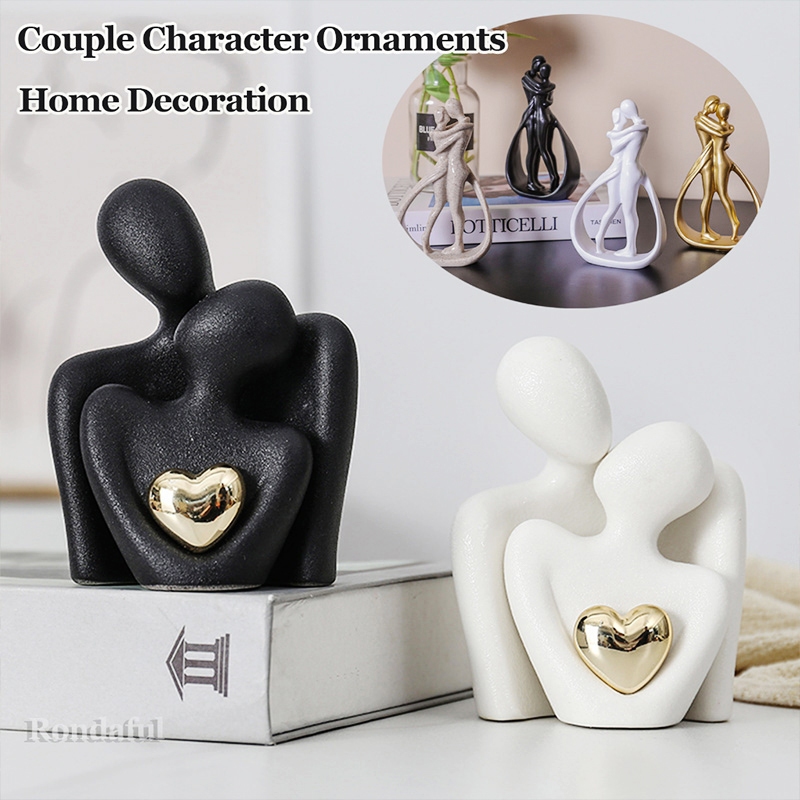 Abstract Couple Hugging Statue Modern Art Embracing Ceramic Lover Figurine Home Decor Christmas ...
