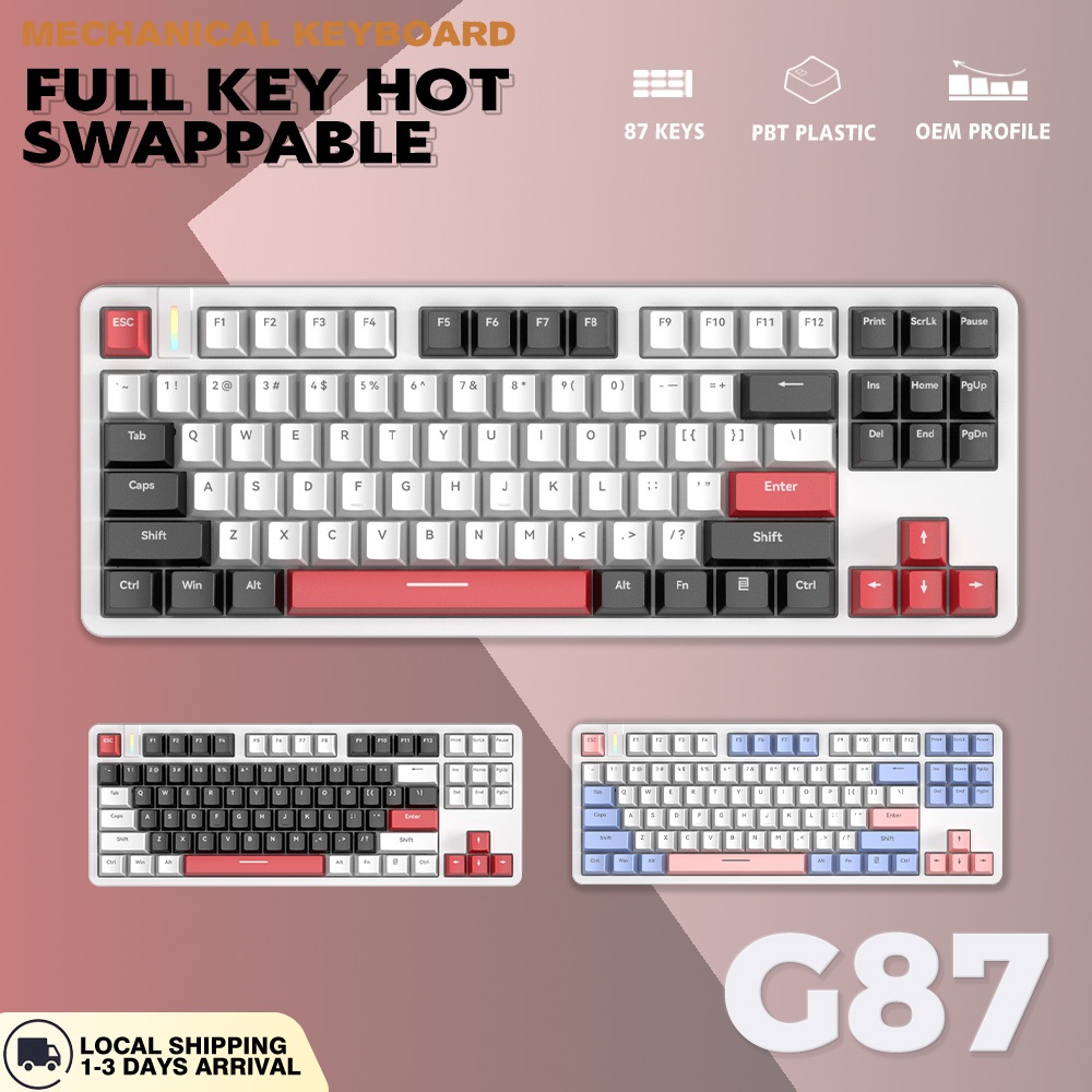 G87 Wired Mechanical Keyboard 87 Keys Hotswap Customized Keyboard PBT Keycaps Gaming Keyboard ...