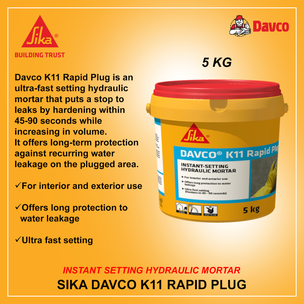 Davco K11 Rapid Plug 5KG Bucket Waterproofing | Shopee Philippines