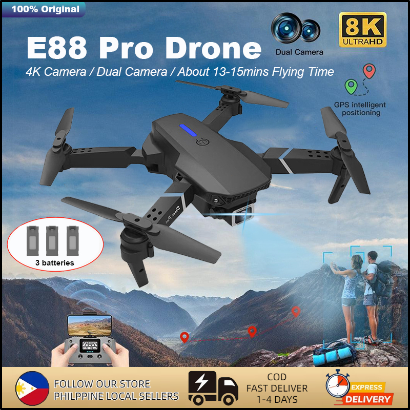 E88 Uav Drone 4k Hd Dual Camera Wifi Remote Control High-Altitude Video ...