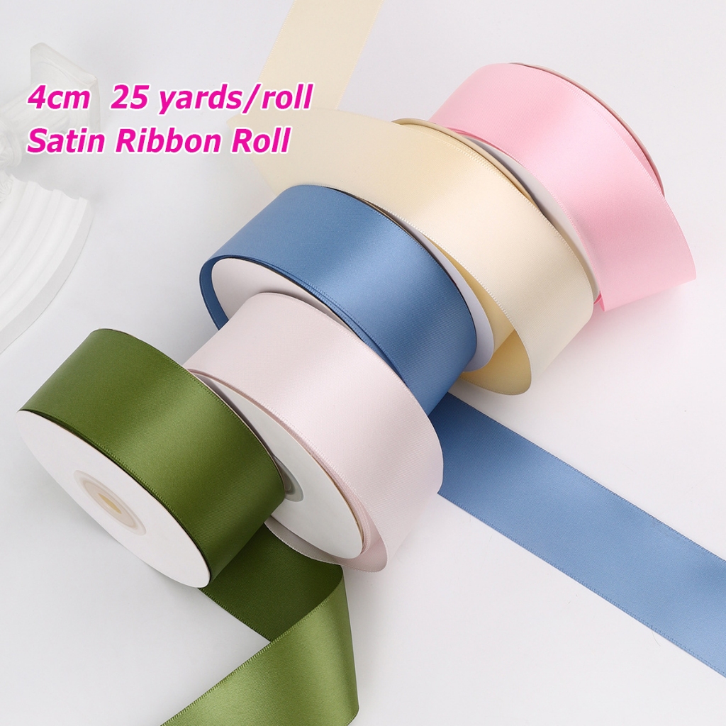 4cm【25 yards/roll】Satin Ribbon Roll Flower Gift Packaging Ribbon Making ...