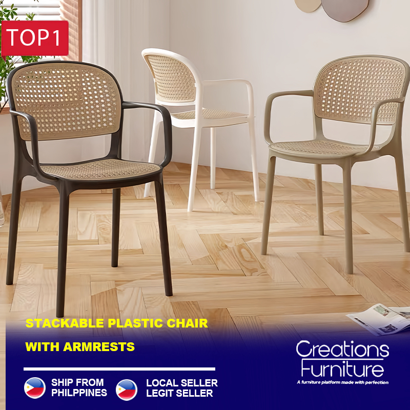 INFORMA Nordic Plastic Chair Vine Woven Chair Home Chair Dining Chair ...