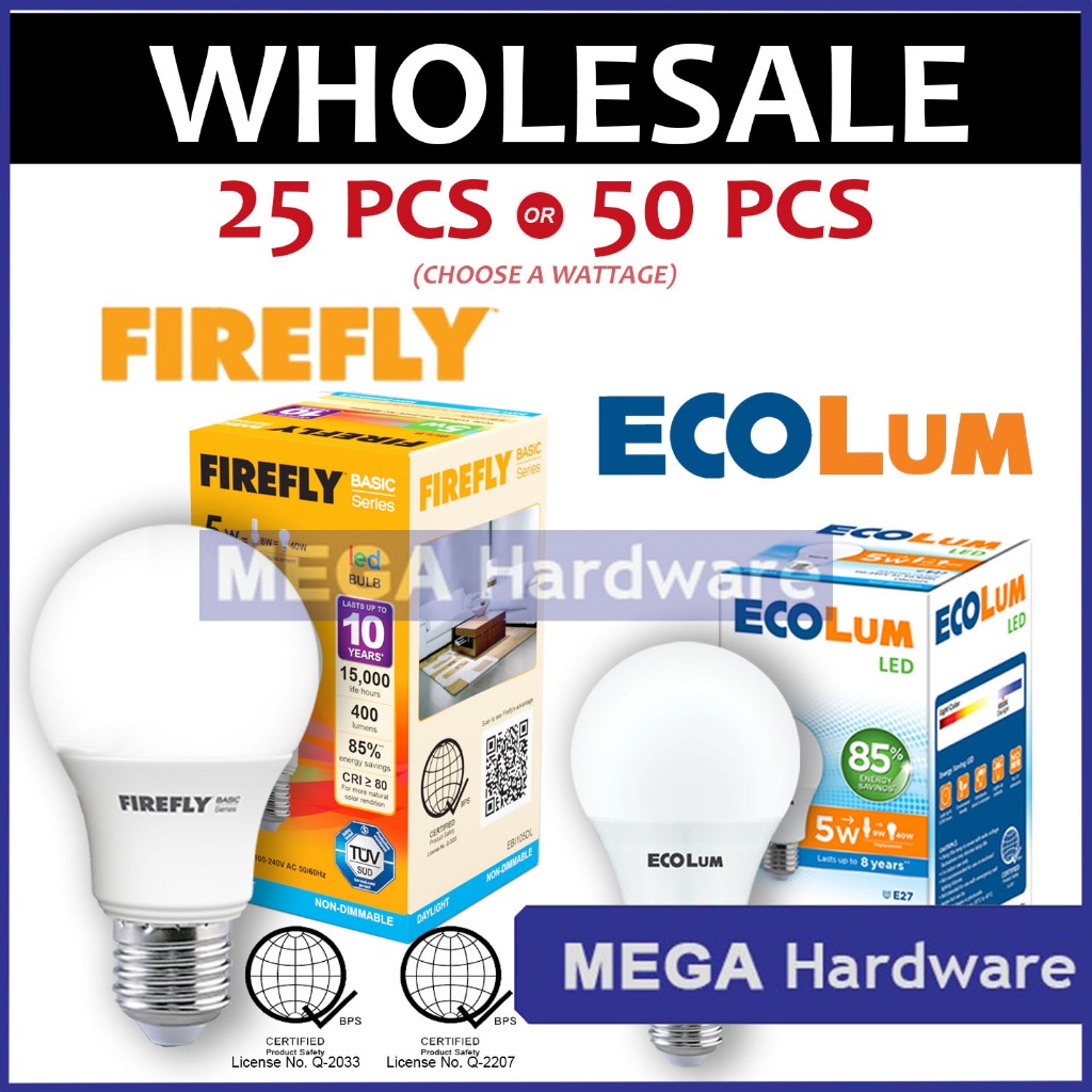 Firefly Ecolum LED Light Bulb Daylight Wholesale (25pcs or 50pcs) 5W 7W ...