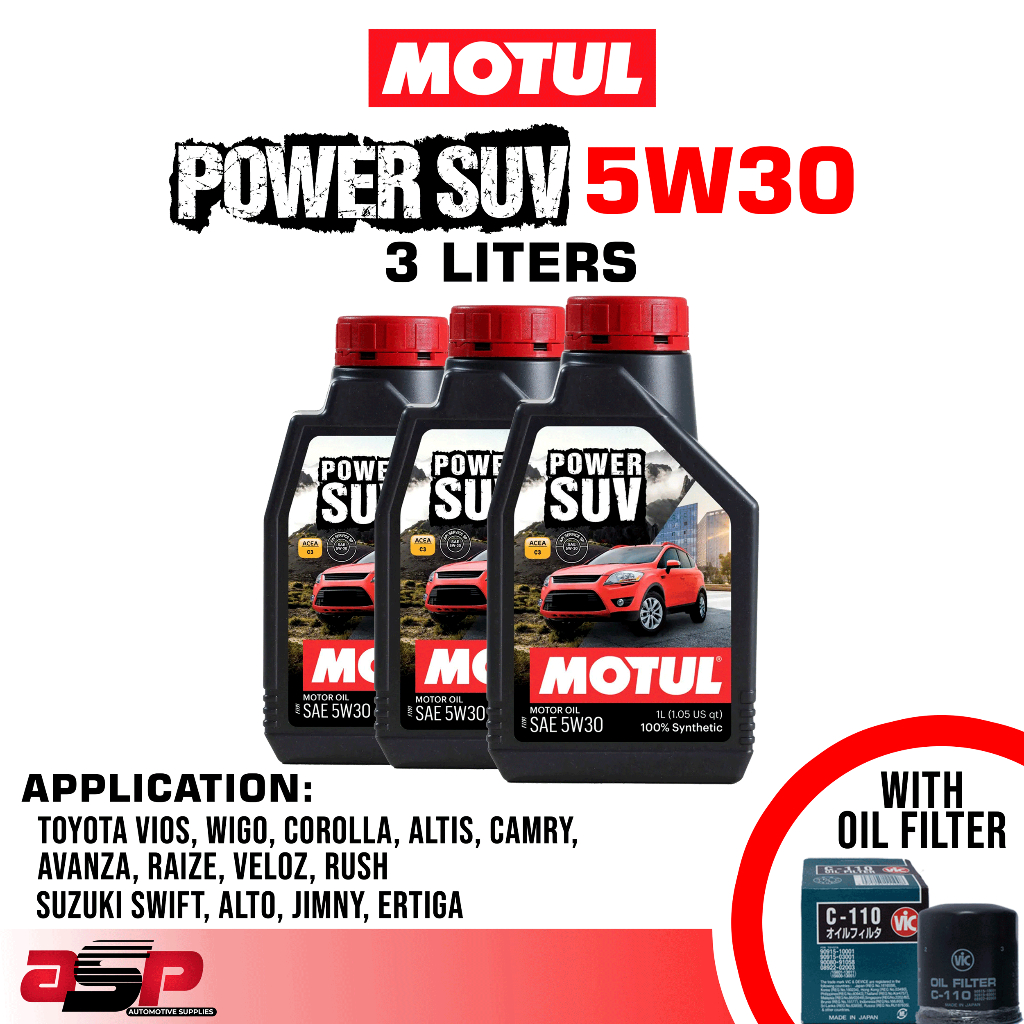 Motul POWER SUV 5W-30 Fully Synthetic Gasoline Oil 3 Liter Bundle For ...