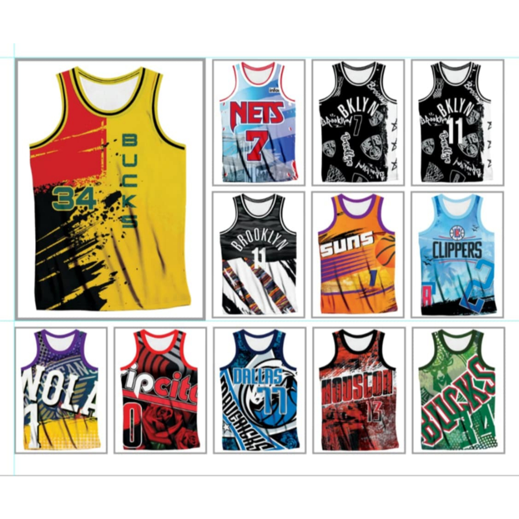Random Assorted (No Choosing) NBA Basketball Design Jersey Sando Top ...