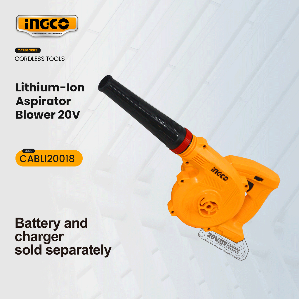 Ingco Li-Ion Cordless Aspirator Blower 20V P20s Unit Only Bare Tool ...