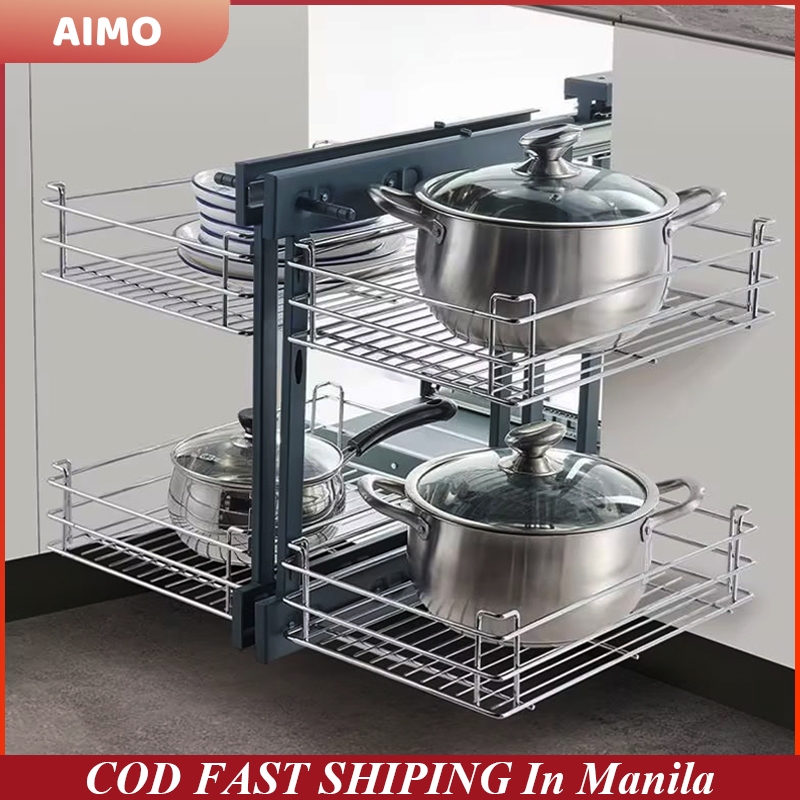 Pull-out Dish Rack Kitchen Corner Pull-out Basket Double-layer Storage ...
