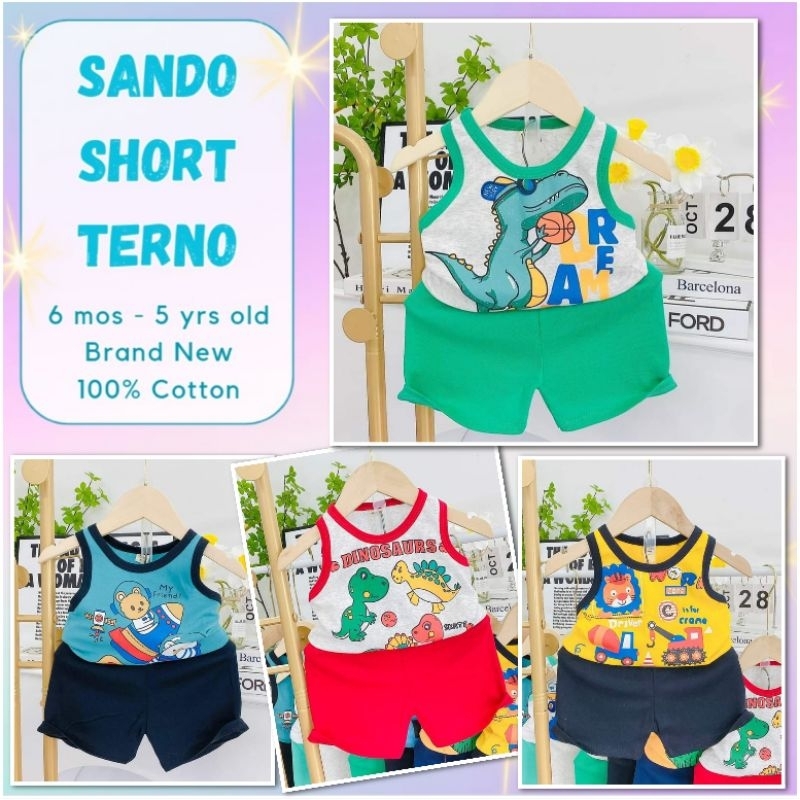 RHAI'S - Boys Terno (0-6 yrs old) Cotton Sando Shorts Set - Printed ...