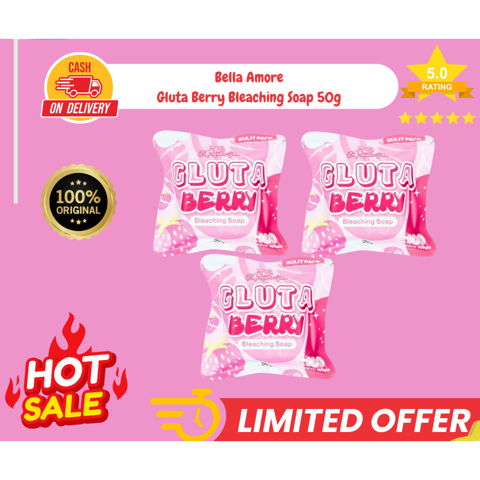 3 Bar Bella Amore Gluta Berry Bleaching Soap - Triple Pack for Skin ...
