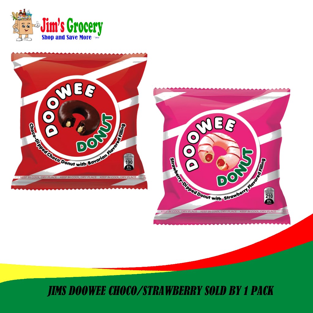 JIMS DOOWEE DONUT CHOCO/WHITE CHOCO/STRAWBERRY/ASSORTED 10PCS PER PACK ...