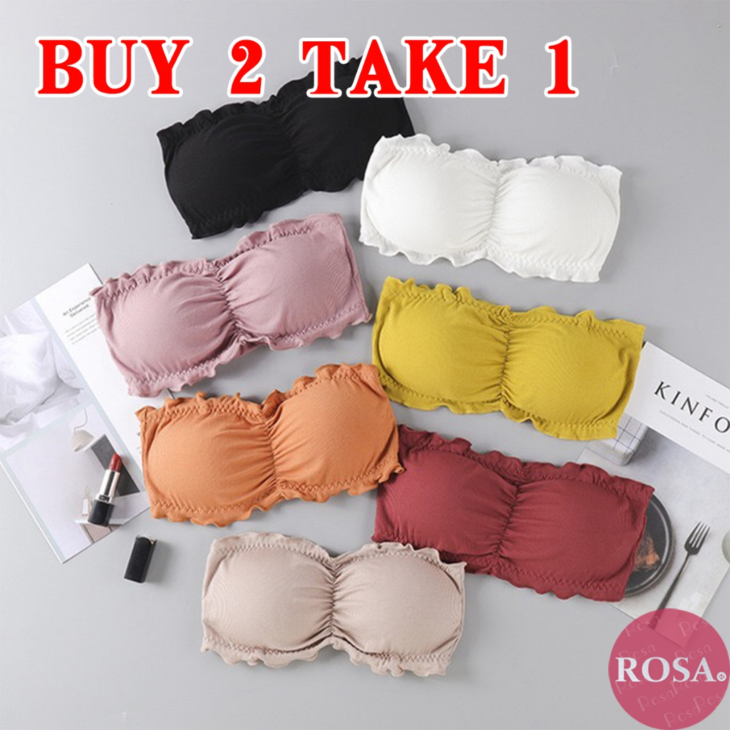 3Pcs (Buy 2 Take 1) Wrapped Chest Bra 32A-38B Strapless Tube Bralette ...